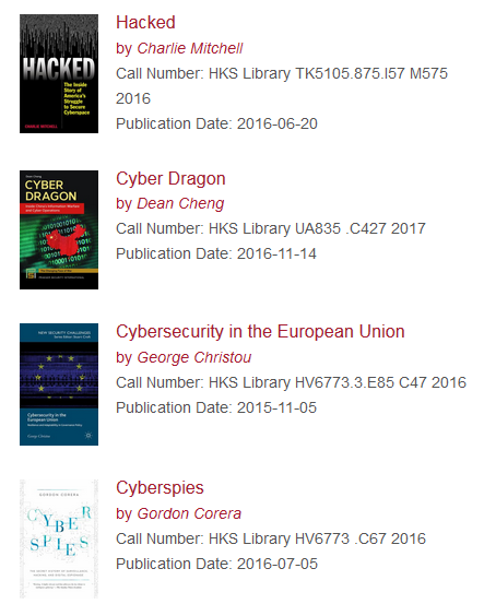 HKS Library News » Blog Archive » New in Cybersecurity