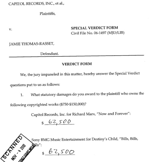 Judgment Notwithstanding the Verdict for Jammie Thomas « eon